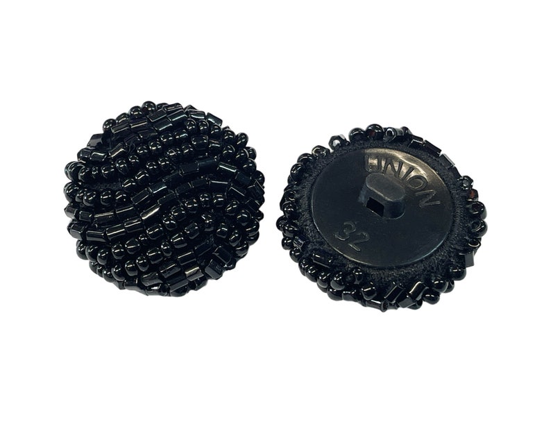 40l/25mm Big Plastic & Farbic Black Beads Shank Buttons Unique Fashion ...