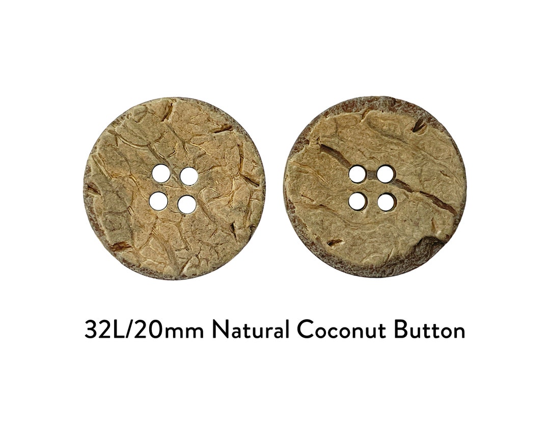 32l/20mm Classic Natural Colour Coconut Shell Buttons Eco-friendly and ...