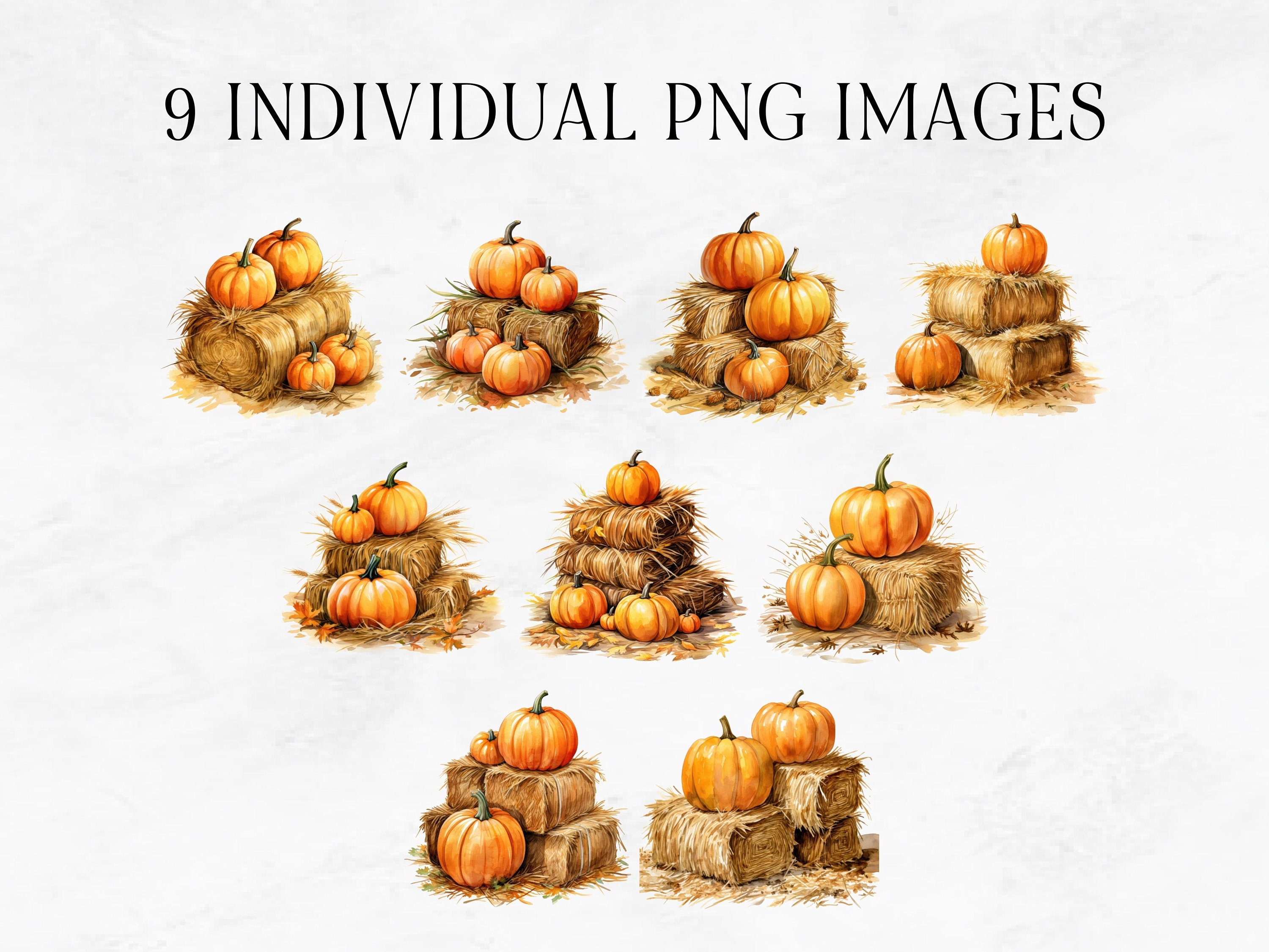 9 Watercolor Clipart Bale Hay, Farm Life Clipart, Autumn Clipart, Fall ...