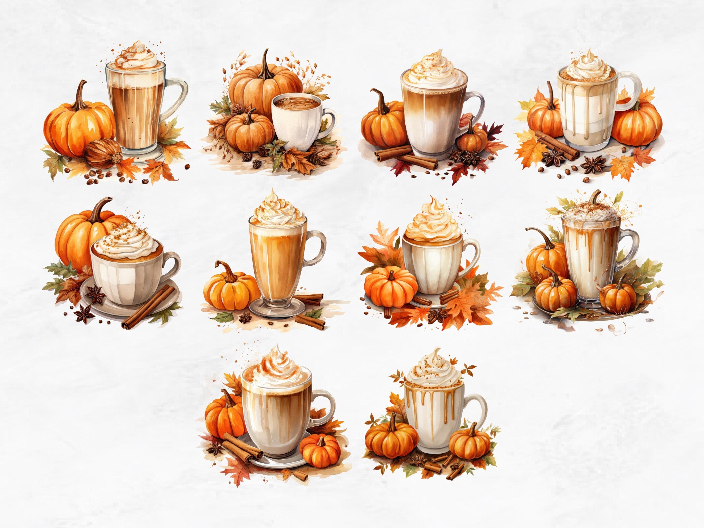 34 Pumpkin Spice Latte Clipart, Commercial Use Clipart, Transparent PNG ...