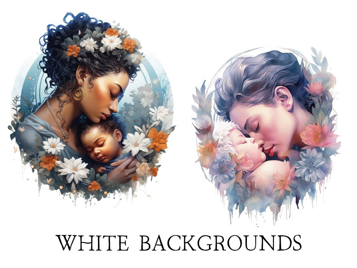 Mother and Baby Clipart Commercial Use Clipart Mother Watercolor ...