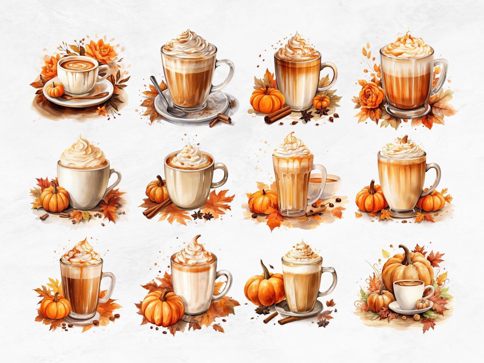 34 Pumpkin Spice Latte Clipart, Commercial Use Clipart, Transparent PNG ...