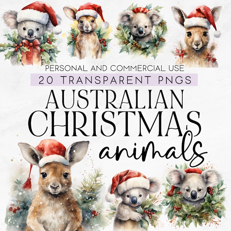 20 Australian Animals Christmas Clipart, Australian Animal Clipart PNG ...