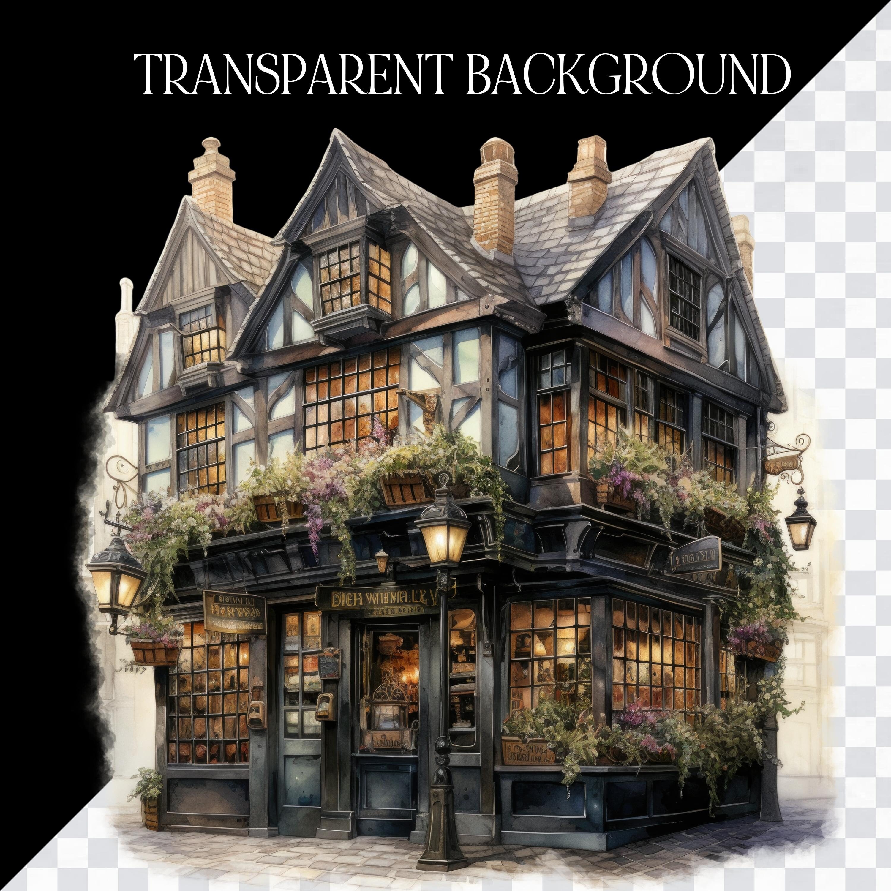 Vintage Storefronts Clipart, Wizard Shopfronts, Magical Store, Vintage ...