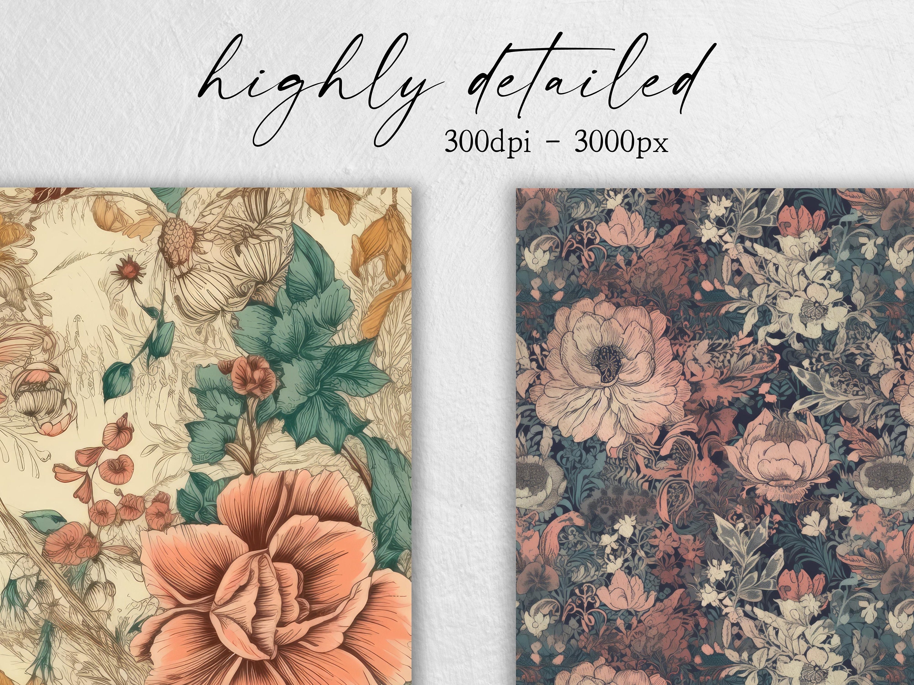 Vintage Floral Digital Paper | Commercial Use | Vintage Floral ...
