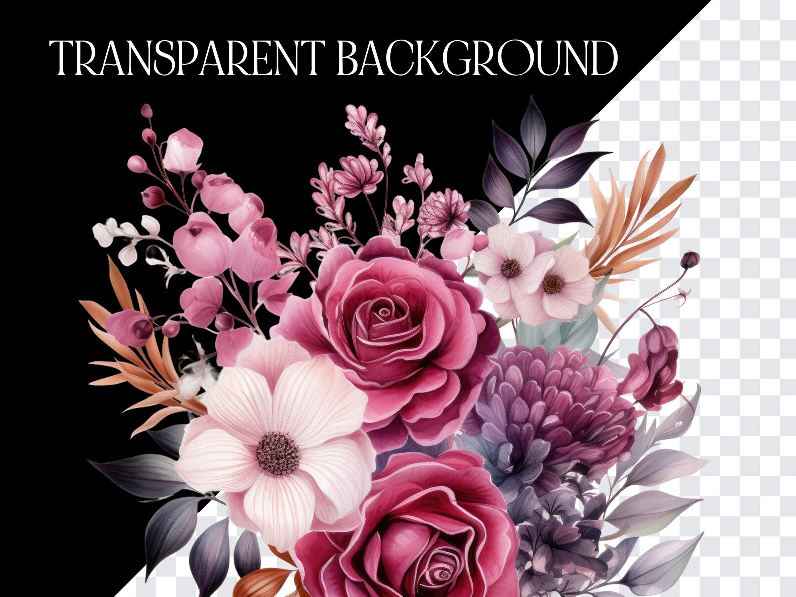 48 Magenta Flowers Clipart, Wedding Clipart, Wedding Flowers ...