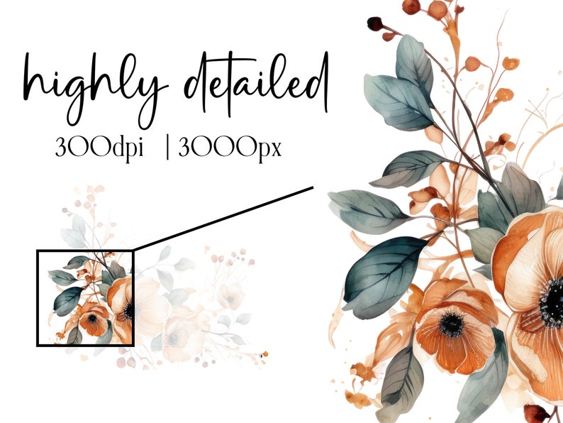 11 Watercolor Peach Corner Flowers Clipart, Floral Corner Clipart ...