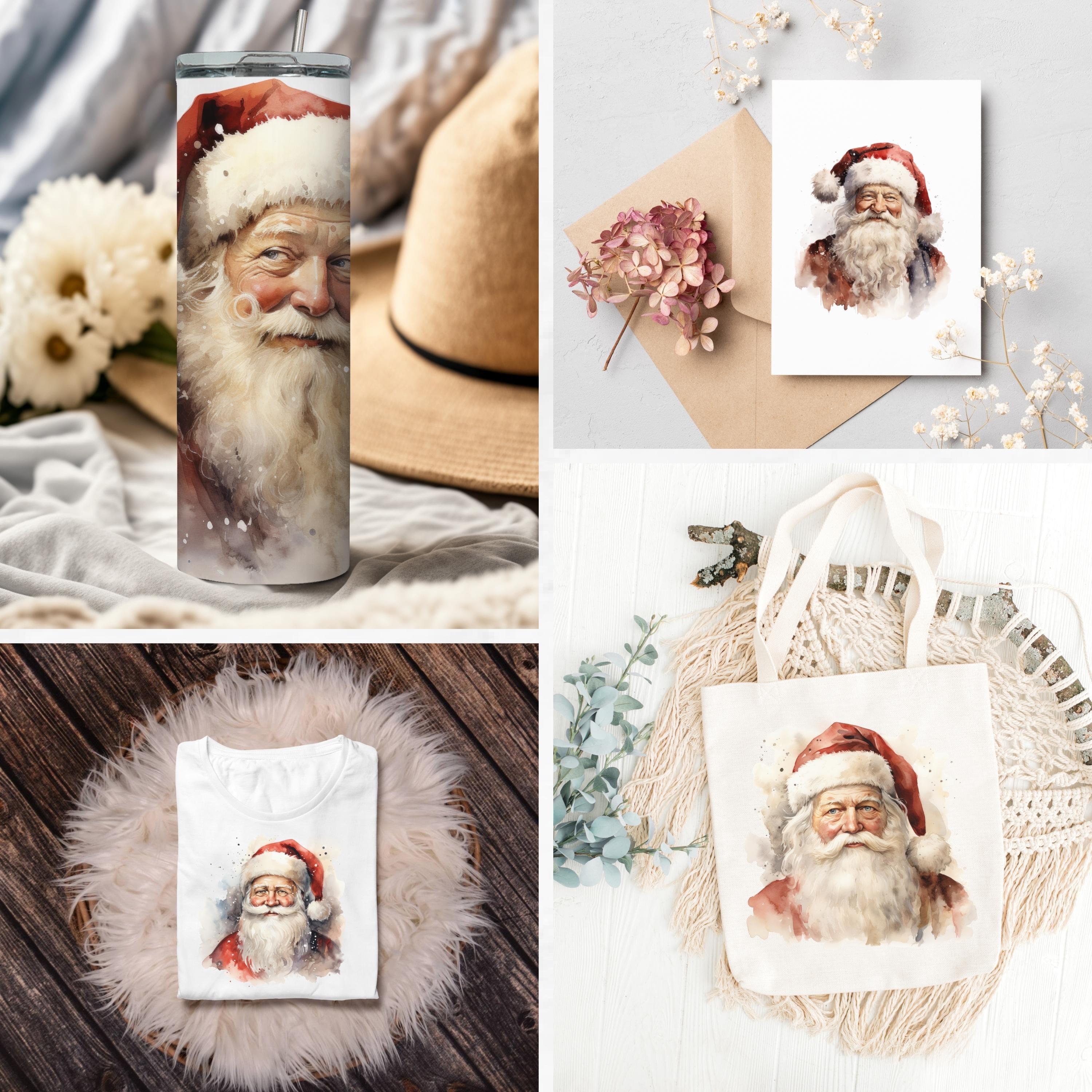 12 Traditional Santa Png Classic Santa Clipart Watercolor - Etsy