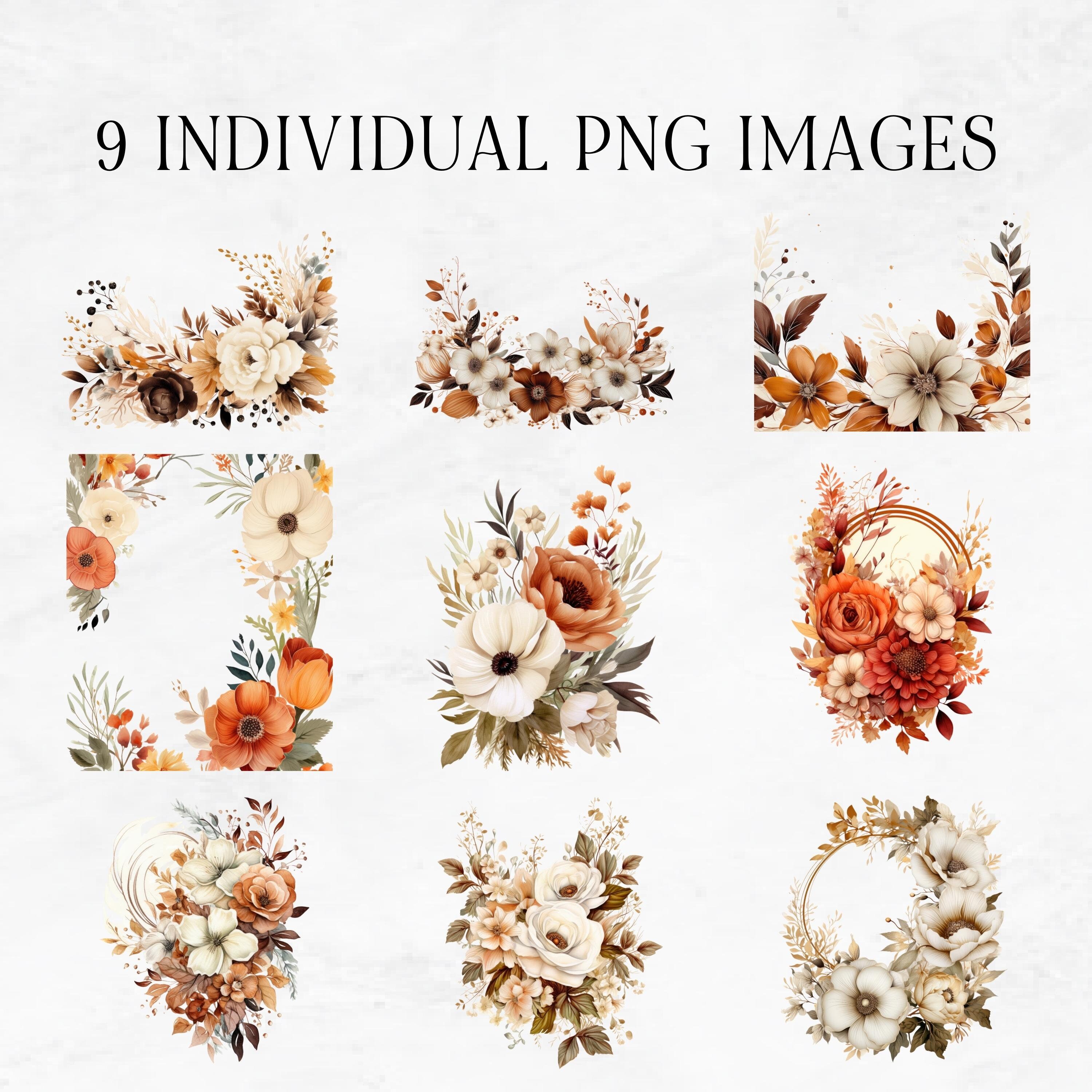 9 Rustic Flower Clipart Mini Collection, Flower Frame Clipart ...