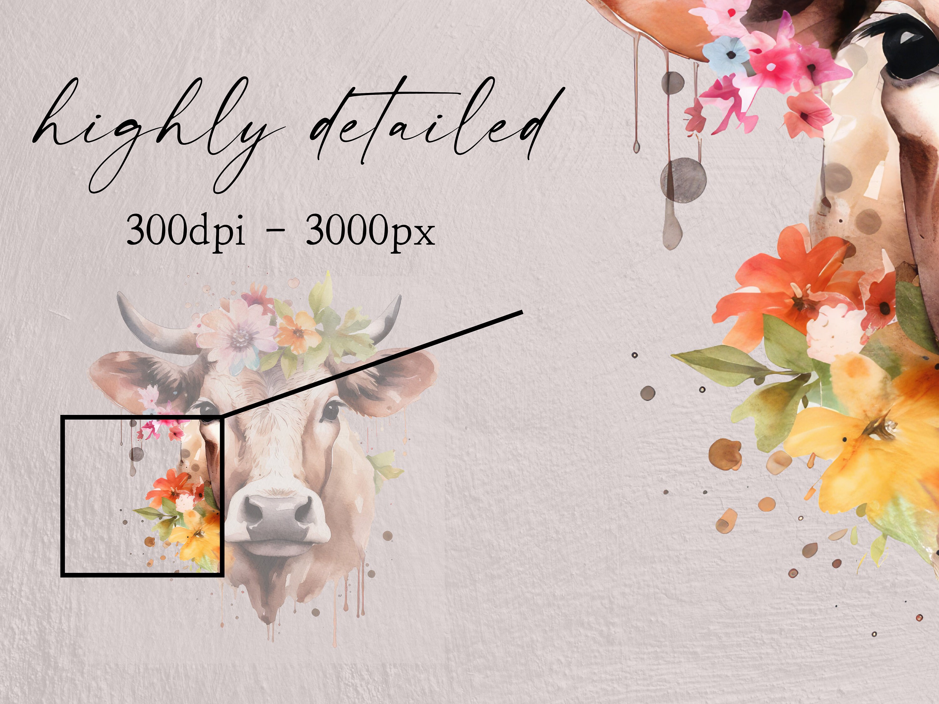 Cow Watercolor Clipart | Watercolor Cow and Flower Bundle Clipart | Cow ...