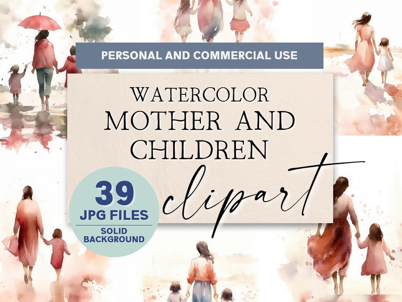 Loving Mom Clipart Mother and Children Clipart Commercial Use Clipart ...