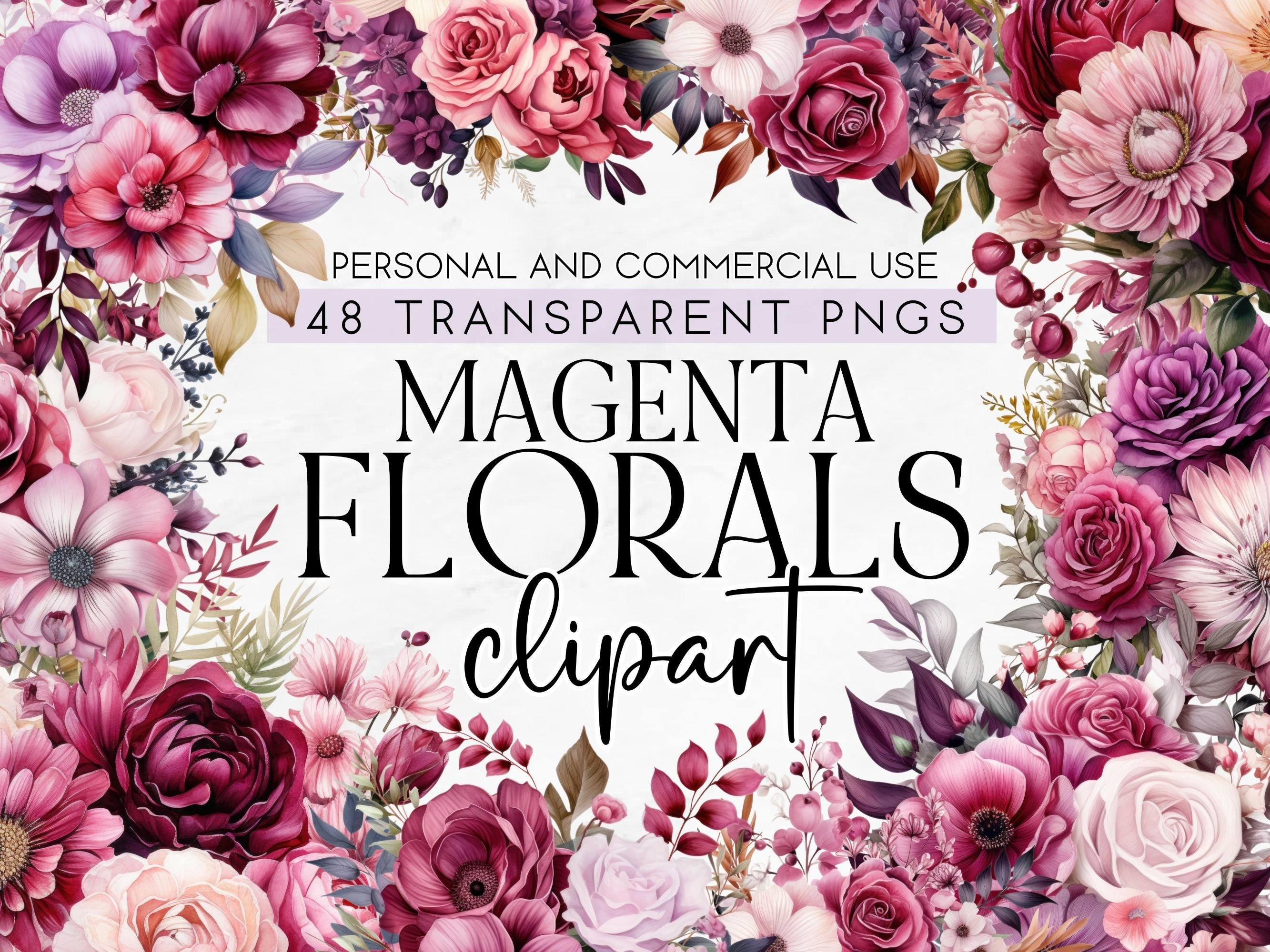 48 Magenta Flowers Clipart Wedding Clipart Wedding Flowers - Etsy