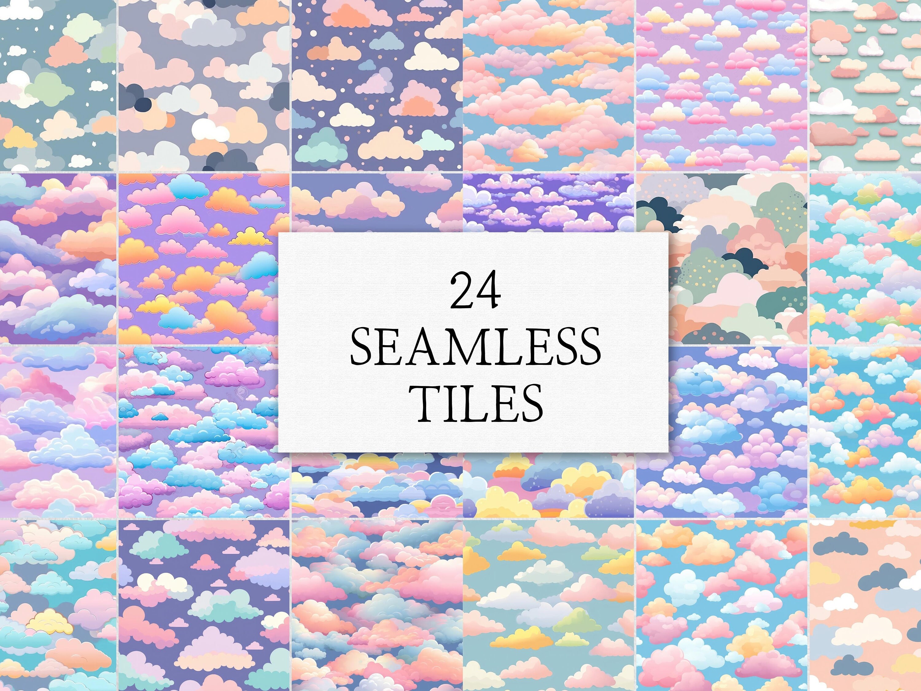 Pastel Clouds Digital Paper Backgrounds | Cloud Digital Paper ...