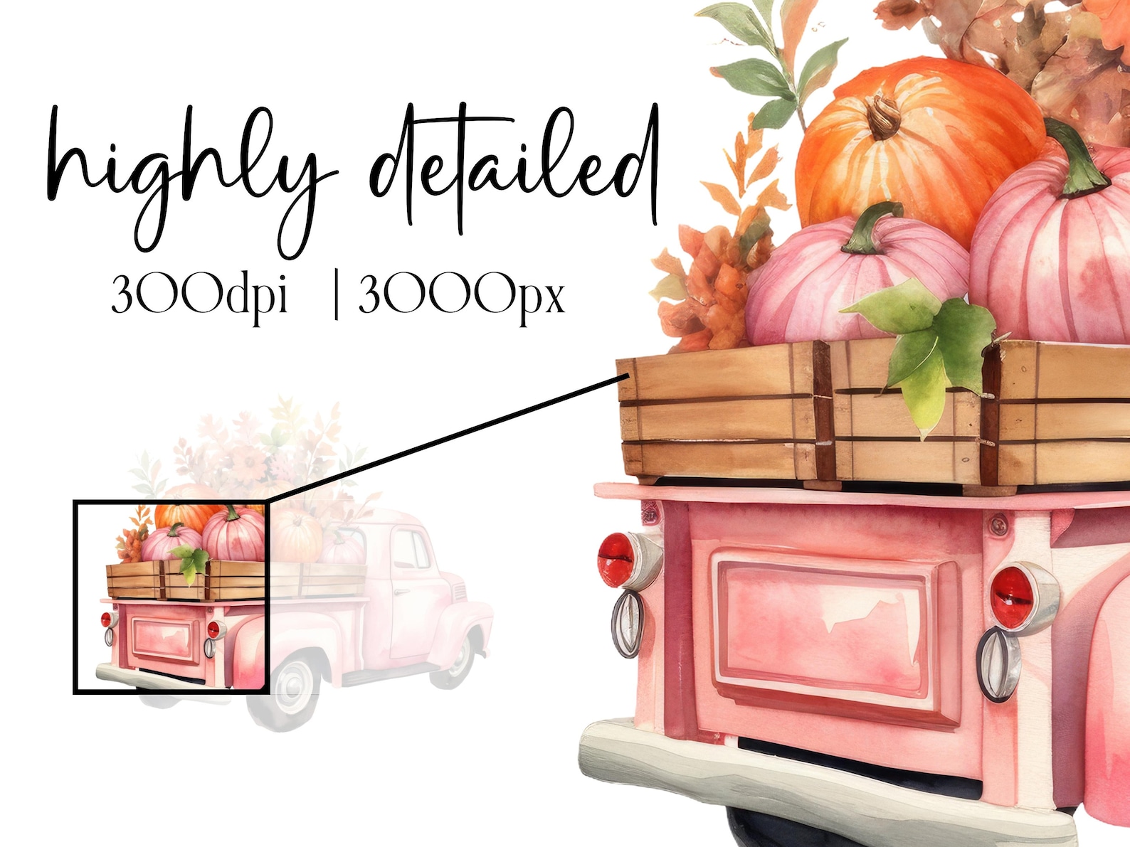 10 Pink Fall Pumpkin Truck Clipart PNG, Baby Shower Clipart, Pink ...