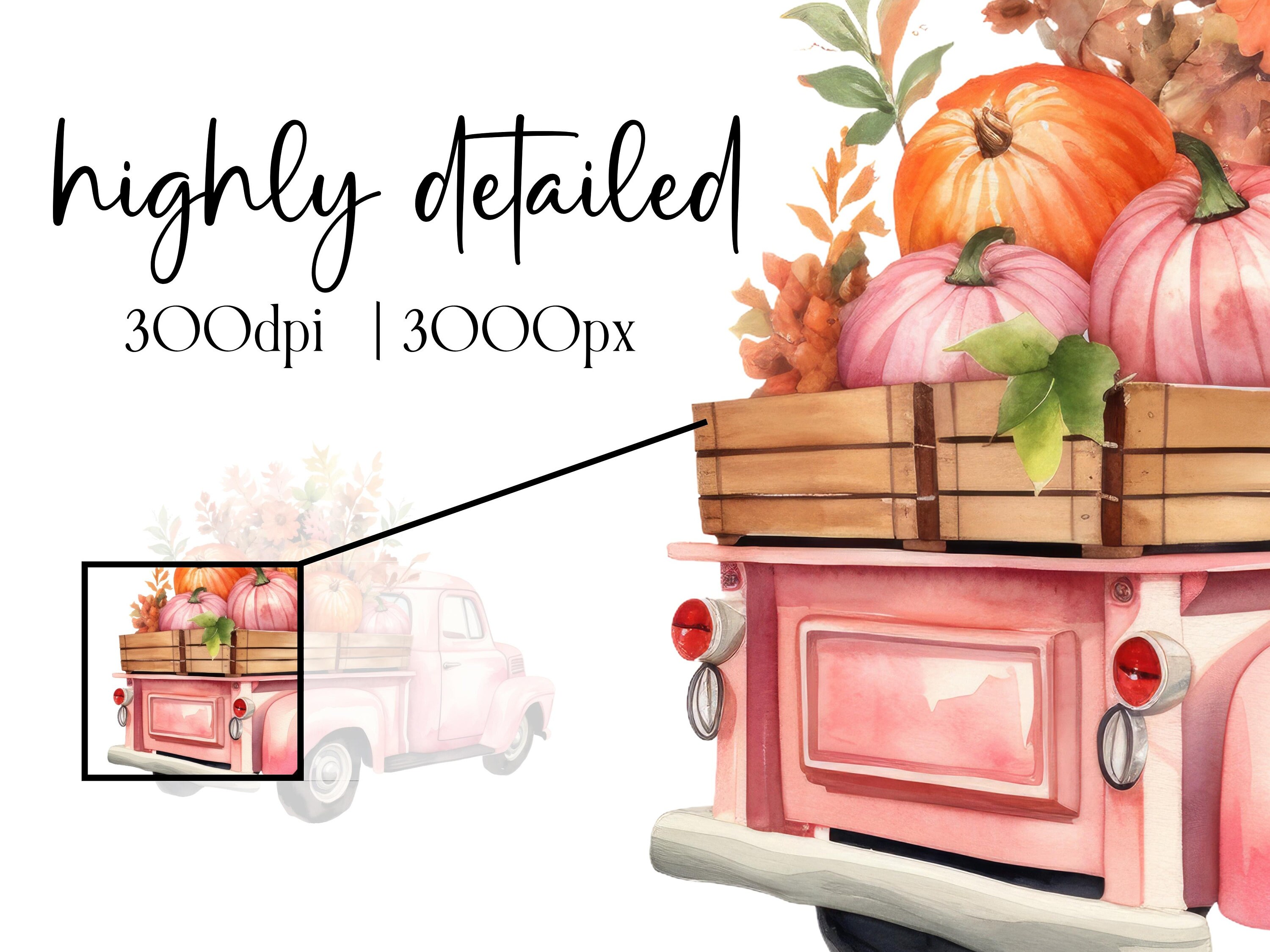 10 Pink Fall Pumpkin Truck Clipart PNG, Baby Shower Clipart, Pink ...