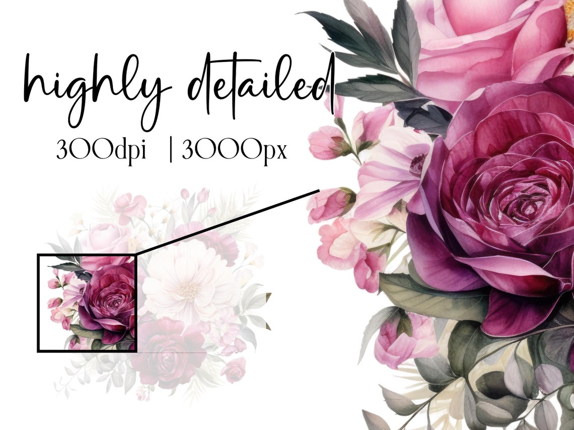 48 Magenta Flowers Clipart Wedding Clipart Wedding Flowers - Etsy