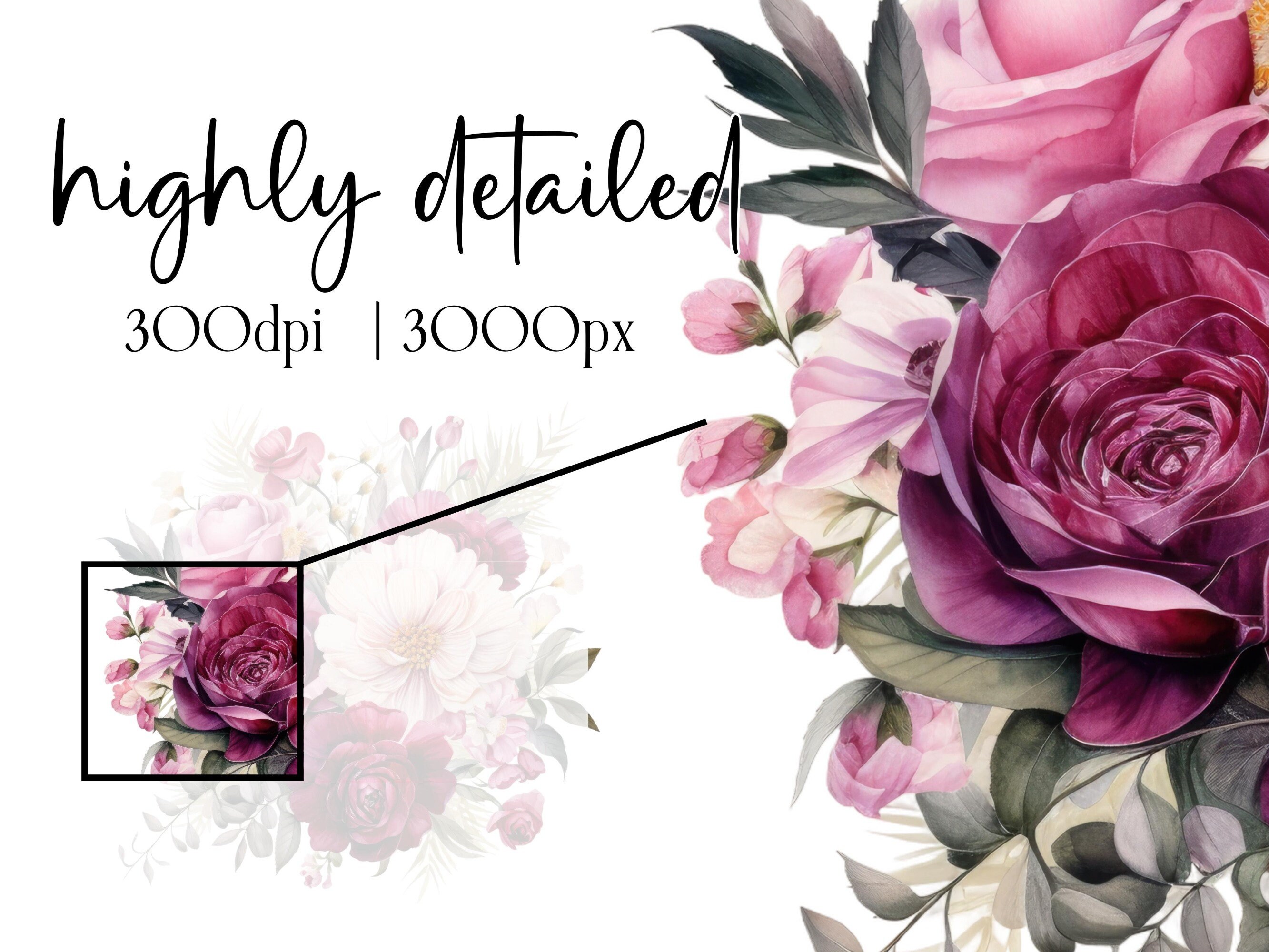 48 Magenta Flowers Clipart Wedding Clipart Wedding Flowers - Etsy