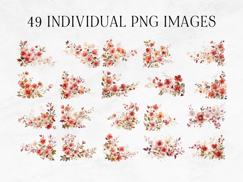 49 Peach and White Floral Clipart Corner Bundle, Dainty Floral Corner ...