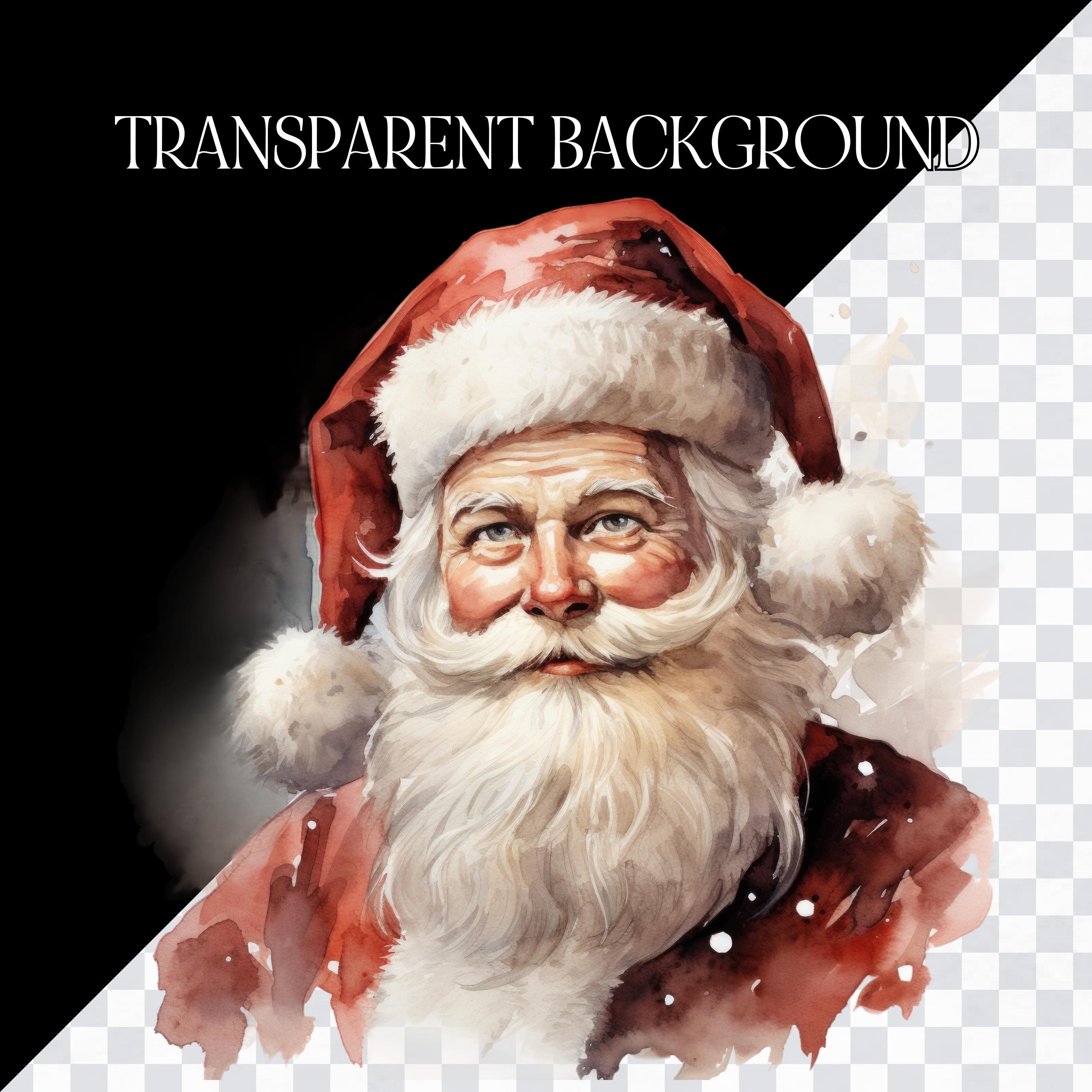 12 Traditional Santa Png, Classic Santa Clipart, Watercolor Christmas ...