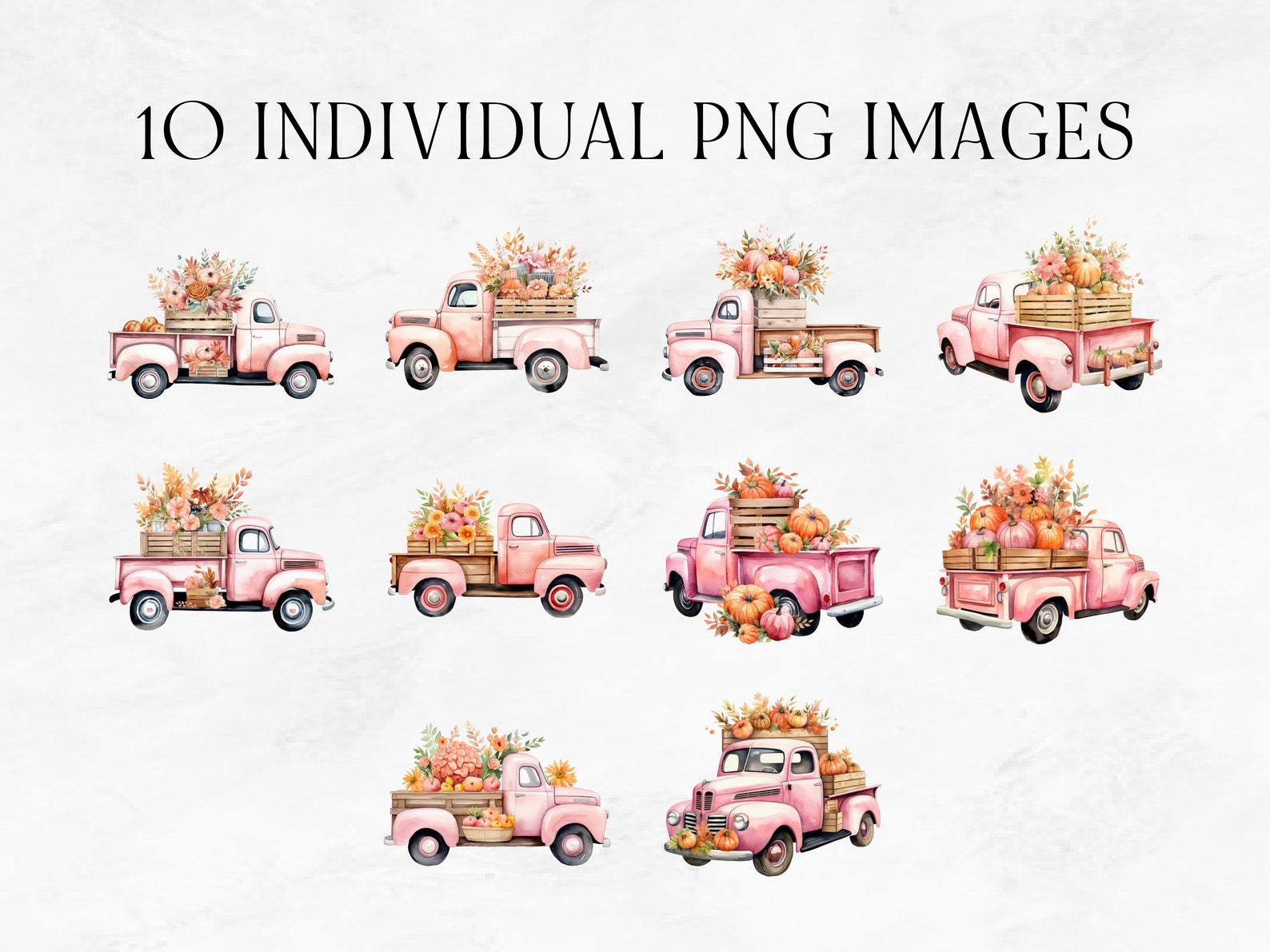 10 Pink Fall Pumpkin Truck Clipart PNG, Baby Shower Clipart, Pink ...