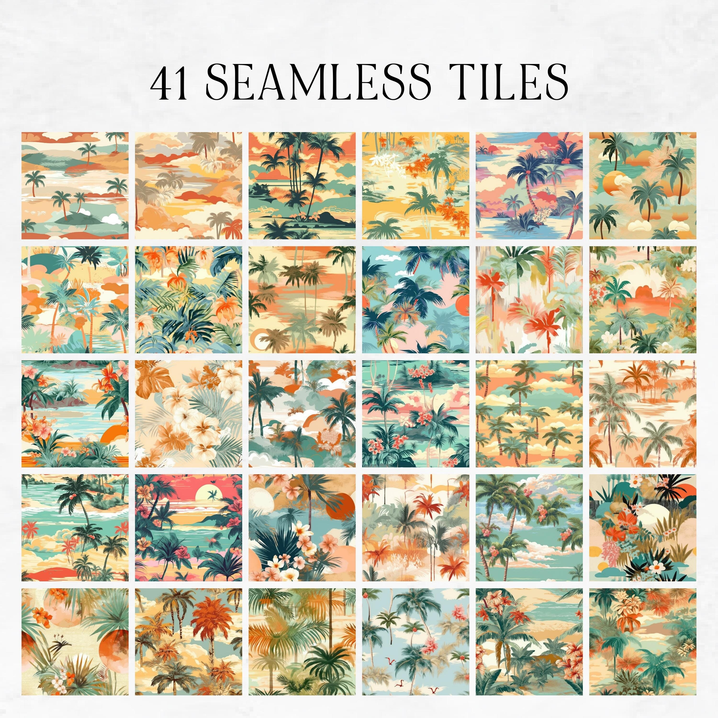 82 Tropical Seamless Pattern, Beach Seamless Pattern, Tropical Digital ...