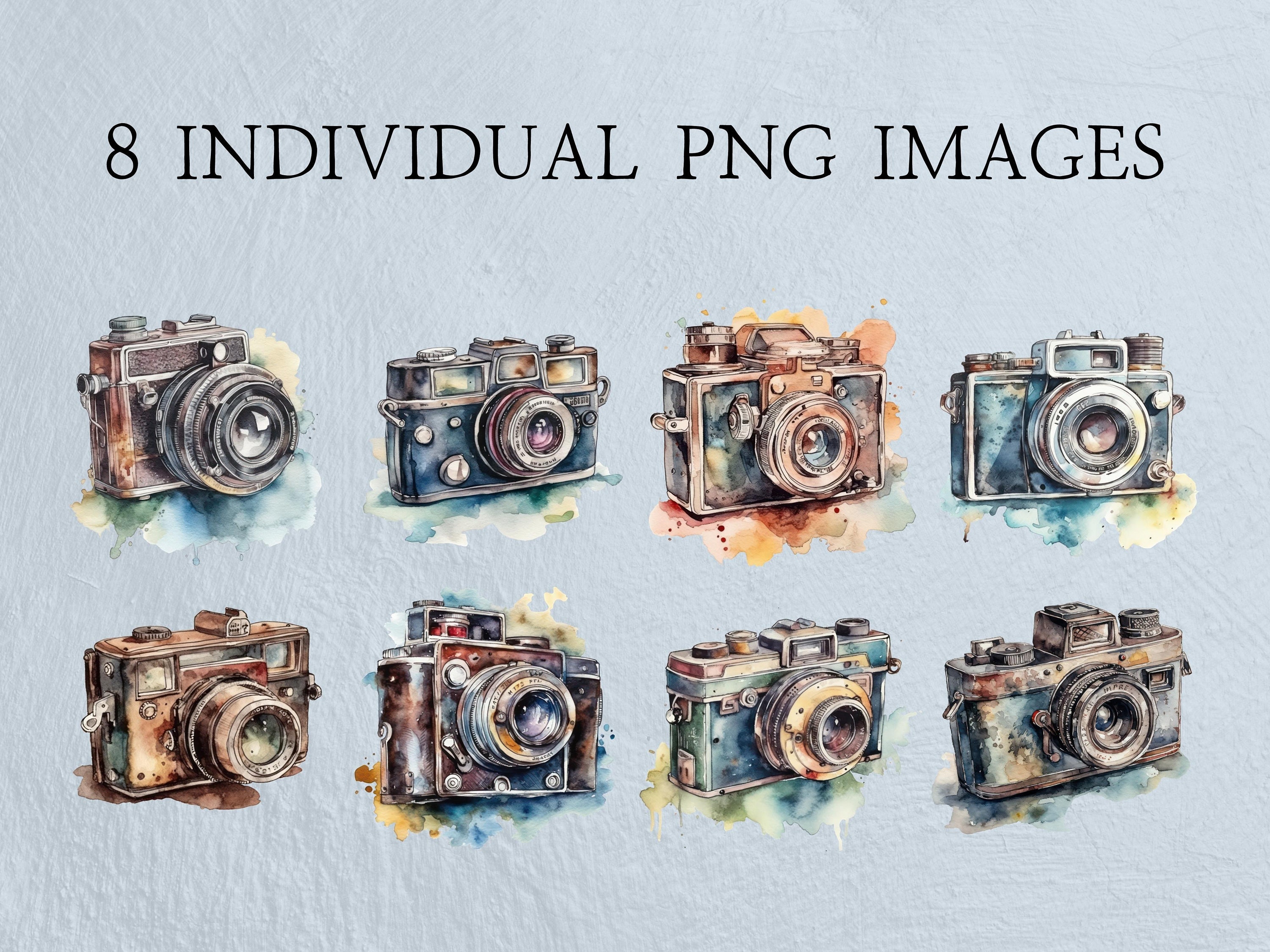Camera Png Clipart | Watercolor Vintage Camera Clipart | Commercial Use ...