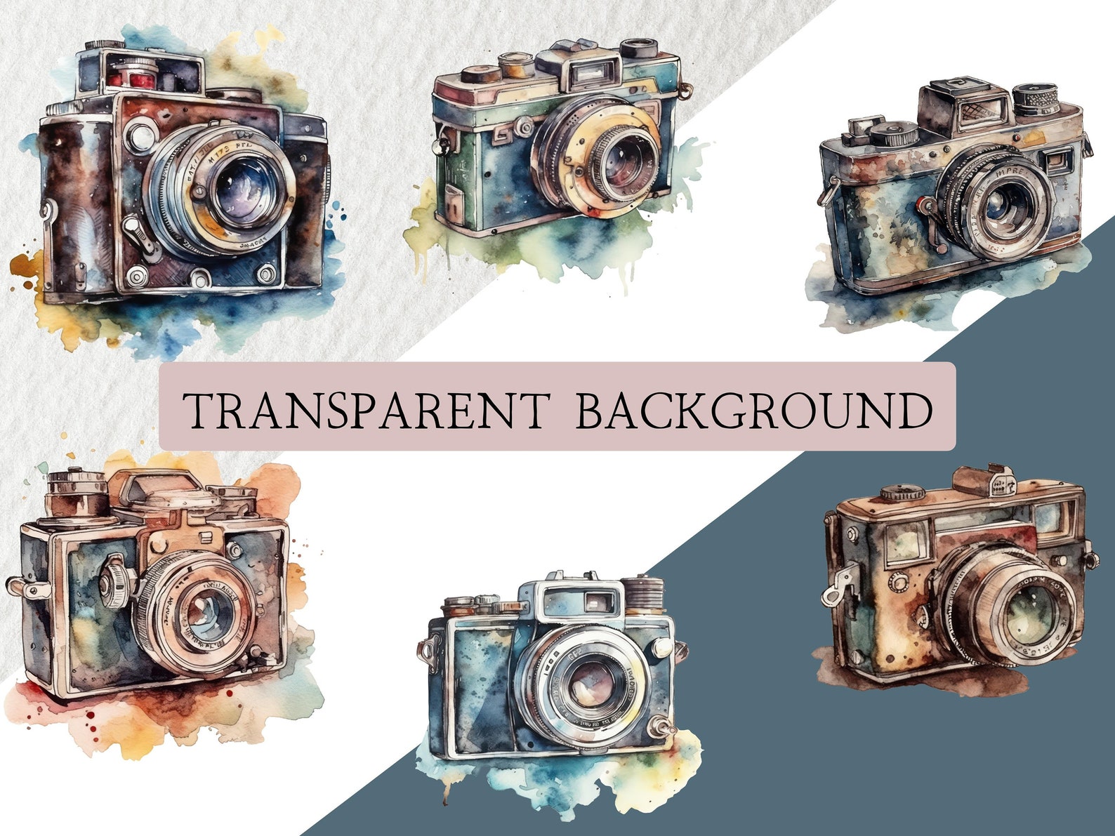 Camera Png Clipart Watercolor Vintage Camera Clipart - Etsy