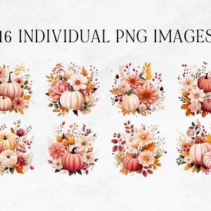 16 Cute Pink Pumpkins Clipart, Boho Halloween Pink Clipart, Autumn ...