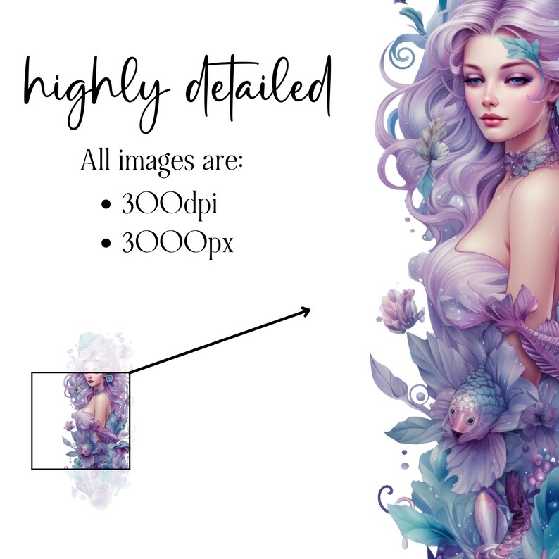 31 Blue and Purple Mermaids Clipart, Watercolor Mermaid Clipart ...