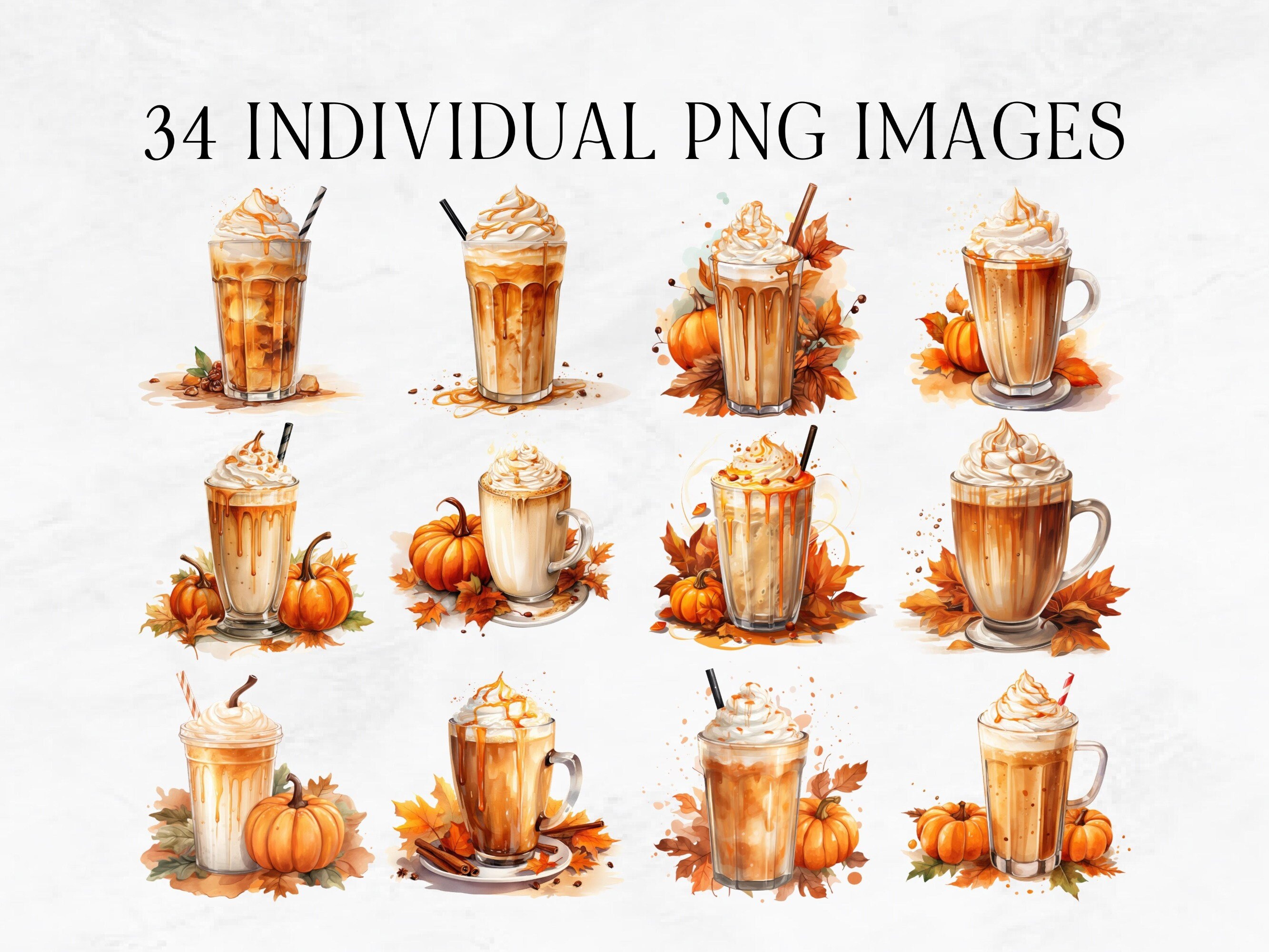 34 Pumpkin Spice Latte Clipart, Commercial Use Clipart, Transparent PNG ...