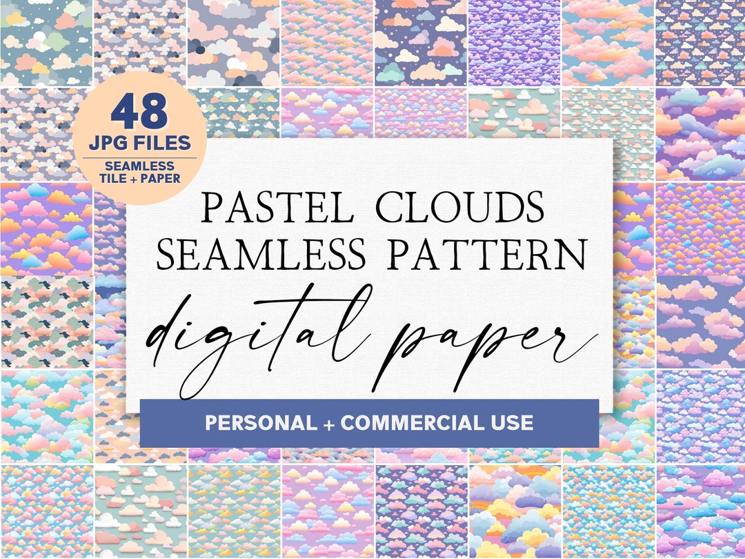 Pastel Clouds Digital Paper Backgrounds | Cloud Digital Paper ...
