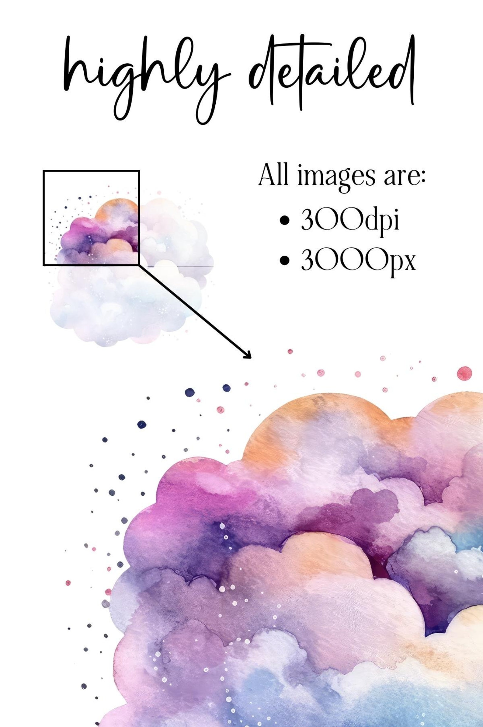 73 Watercolor Clouds Clipart, Commercial Use Clipart, Transparent PNG ...