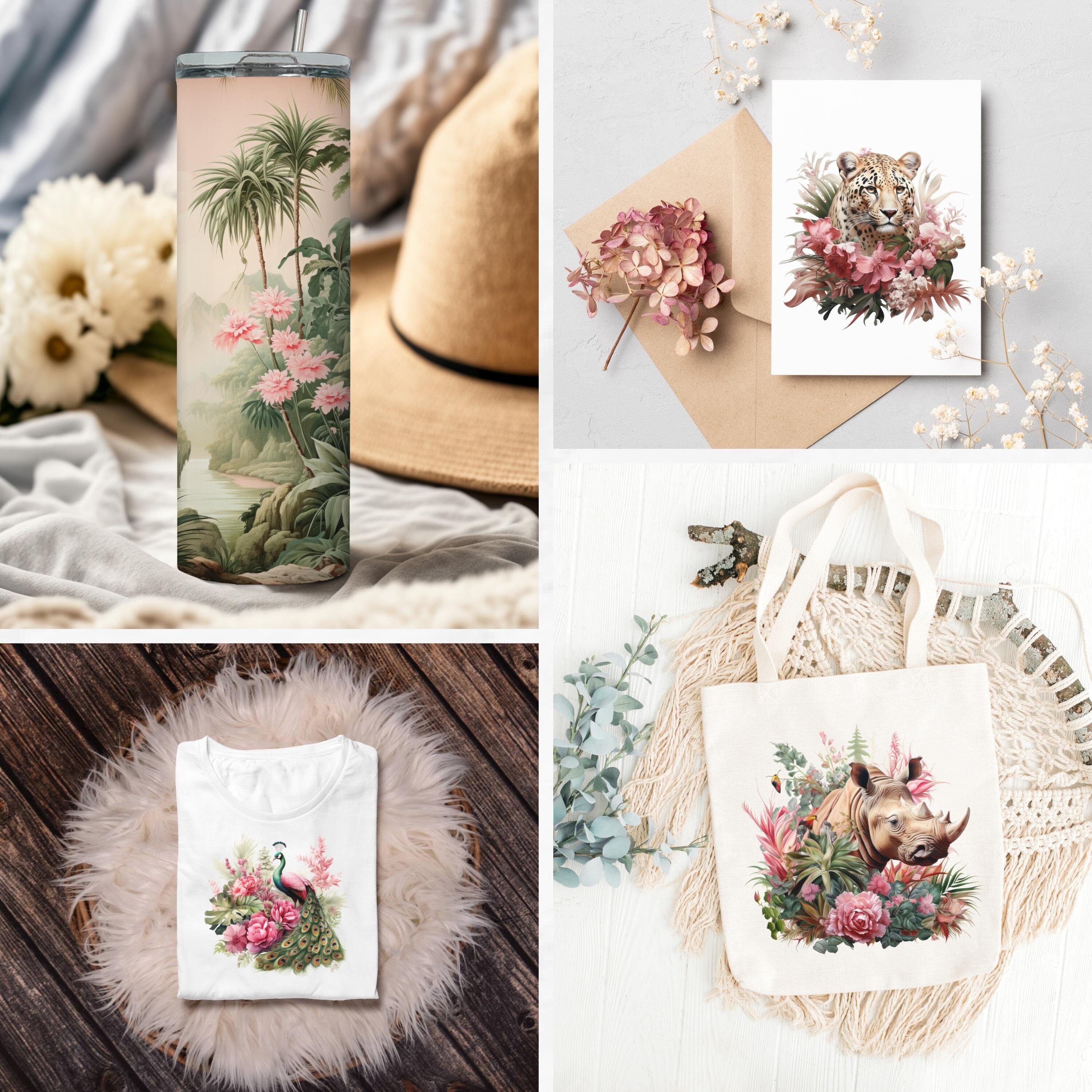 Pink Jungle Animals Clipart Collection, Jungle Safari Clipart ...