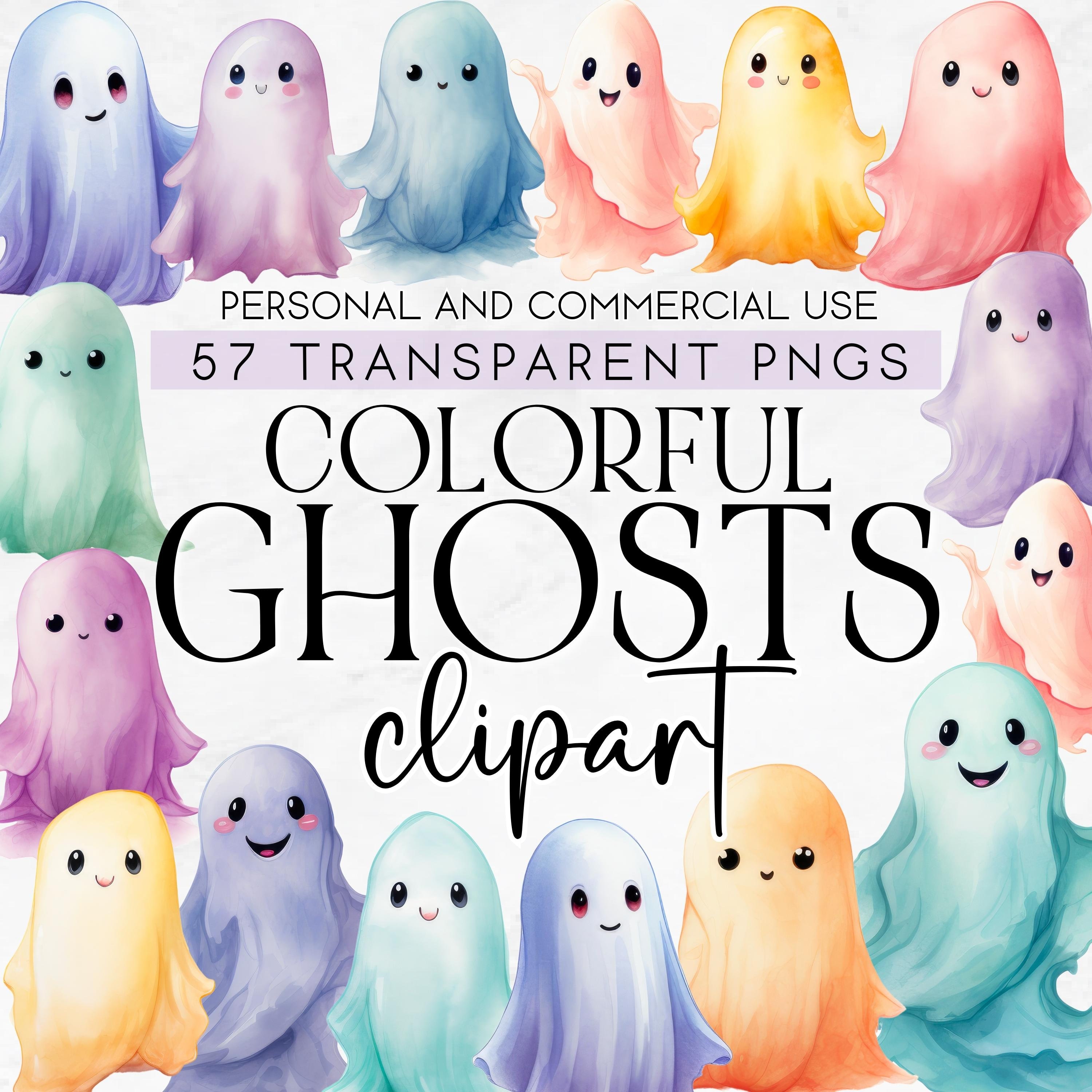 57 Watercolor Pastel Ghost Clipart Cute Halloween Ghost - Etsy