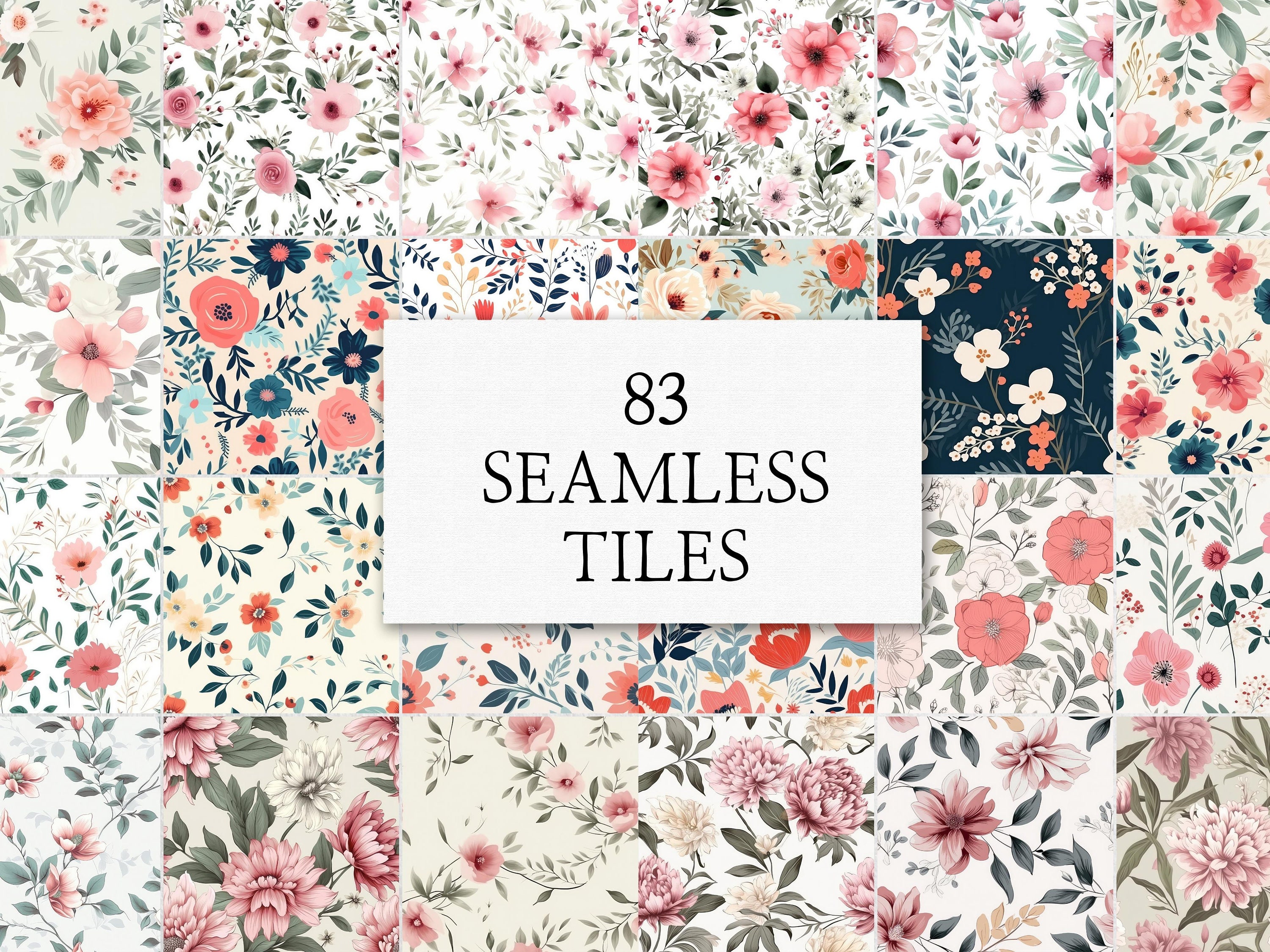 Floral Digital Paper Pack Commercial Use Digital Paper Floral ...