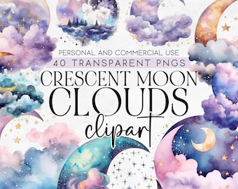 Moon and Stars Celestial Clip Art Set, Abstract Clipart, Boho Graphics ...
