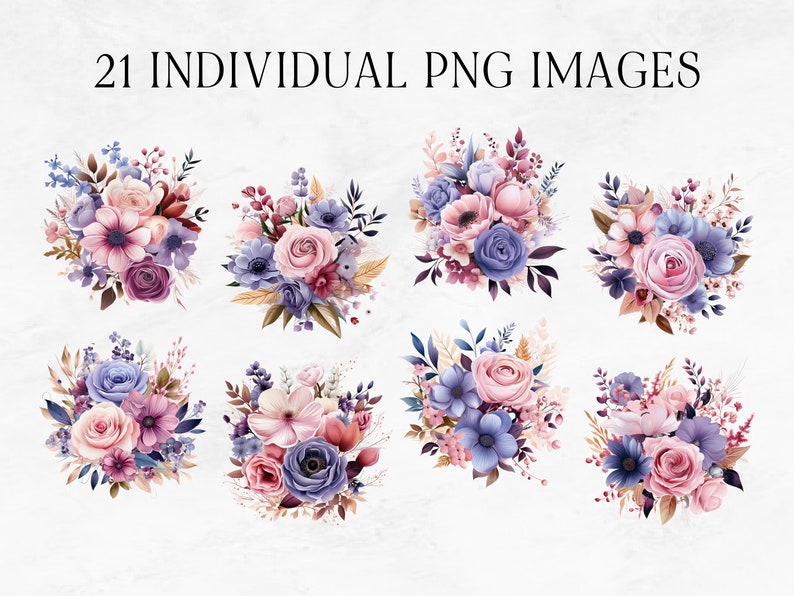 21 Purple and Pink Flowers Clipart, Purple Wedding Flowers Clipart ...