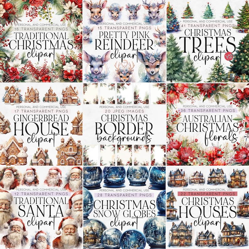 Christmas Mega CLIPART BUNDLE, 1,000+ Assets, Christmas Clipart ...