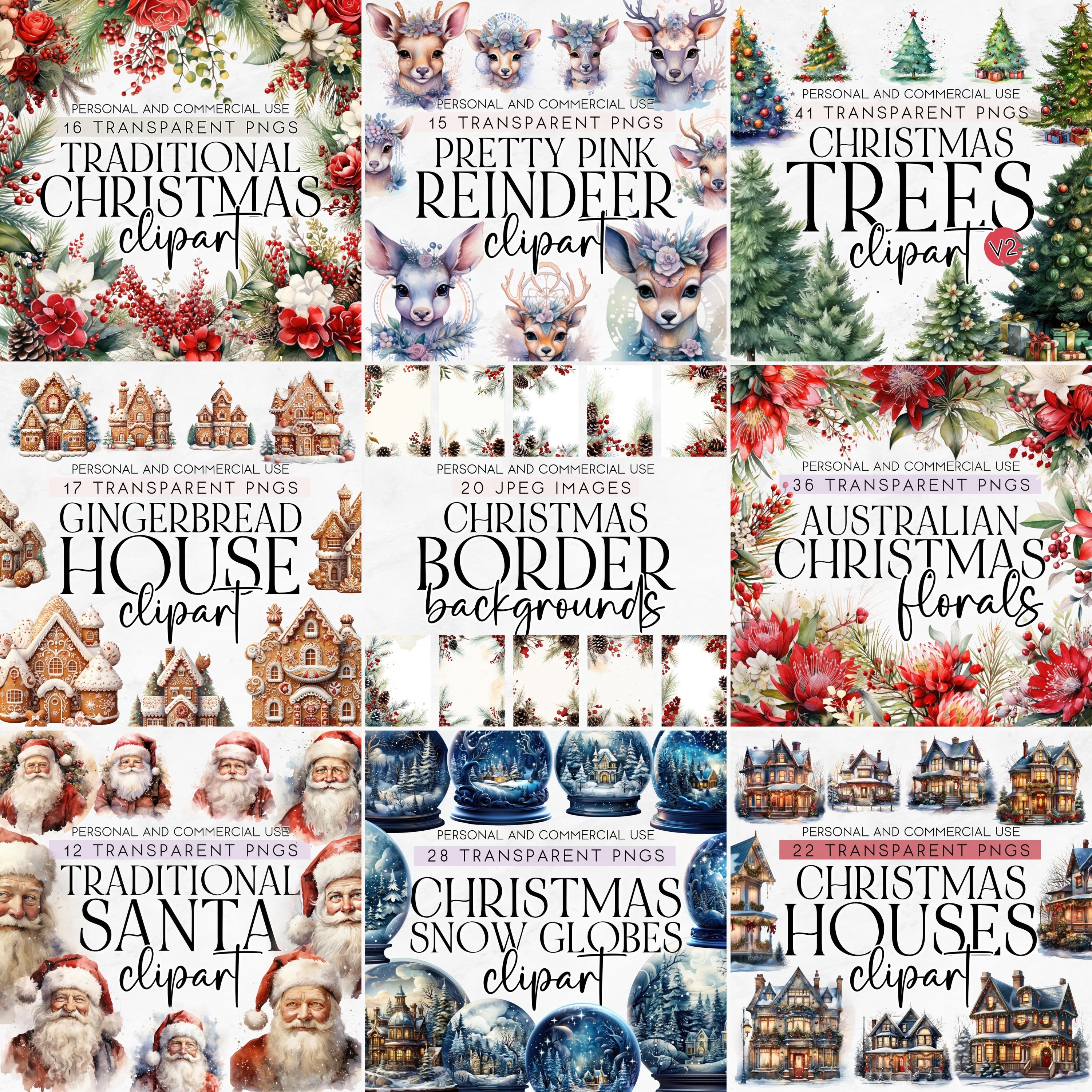 Christmas Mega CLIPART BUNDLE, 1,000+ Assets, Christmas Clipart ...
