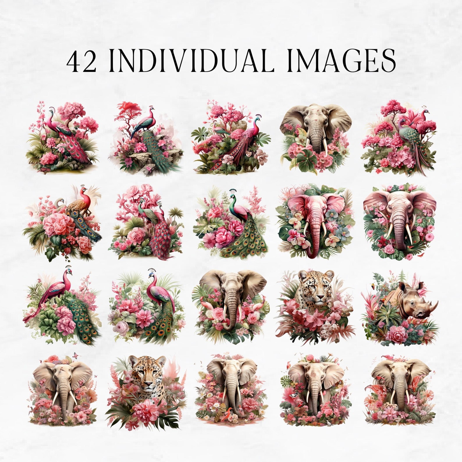 Pink Jungle Animals Clipart Collection, Jungle Safari Clipart ...