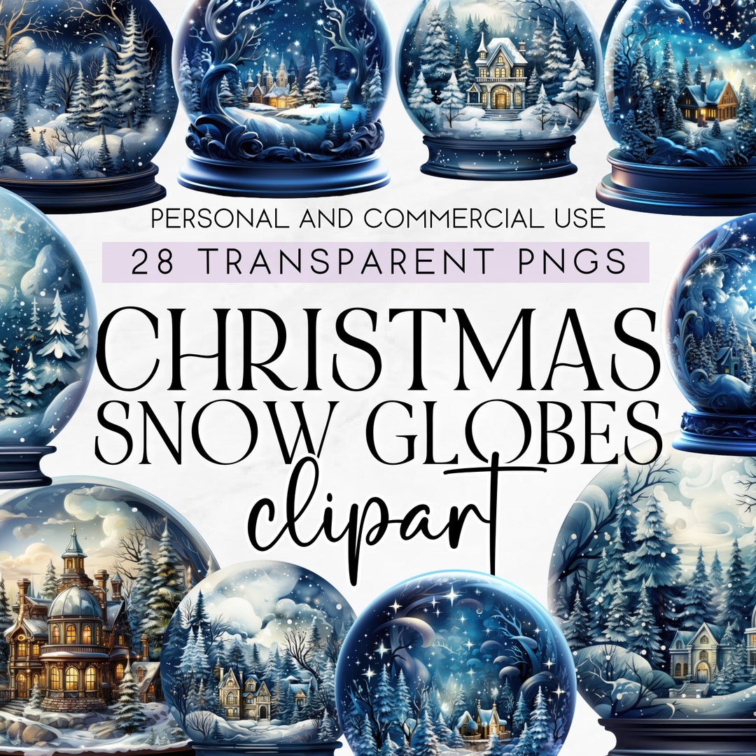 28 Christmas Snow Globe Clipart, Watercolor Christmas Clipart ...