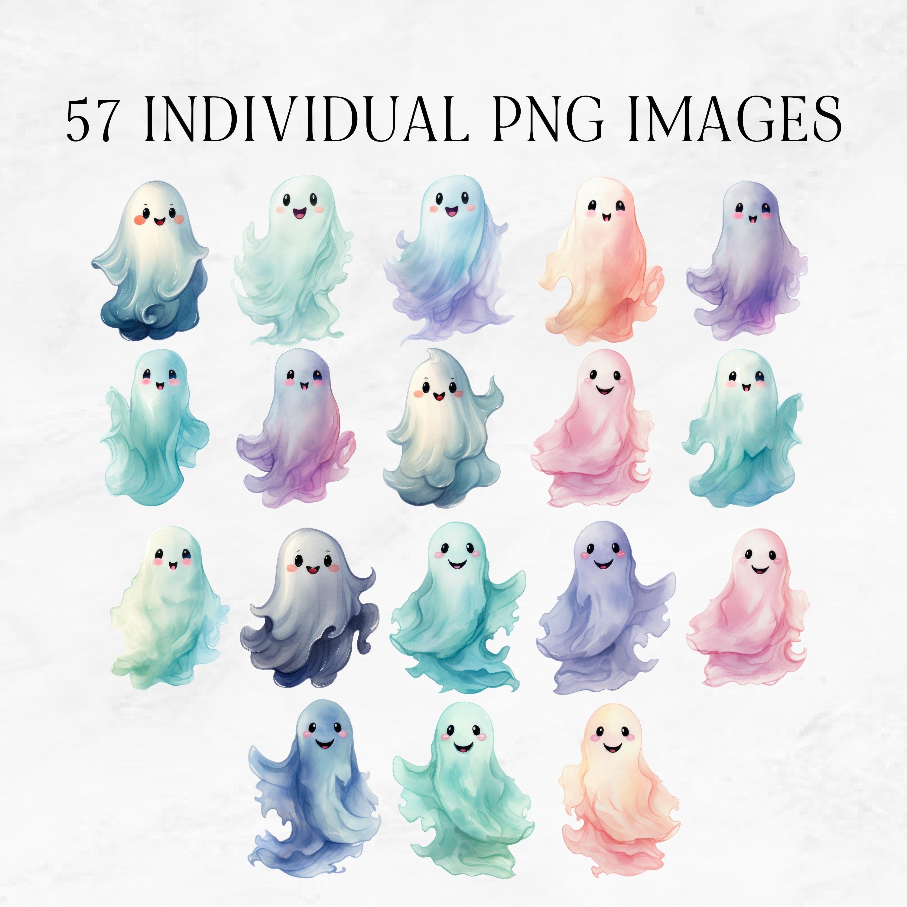 57 Watercolor Pastel Ghost Clipart Cute Halloween Ghost - Etsy