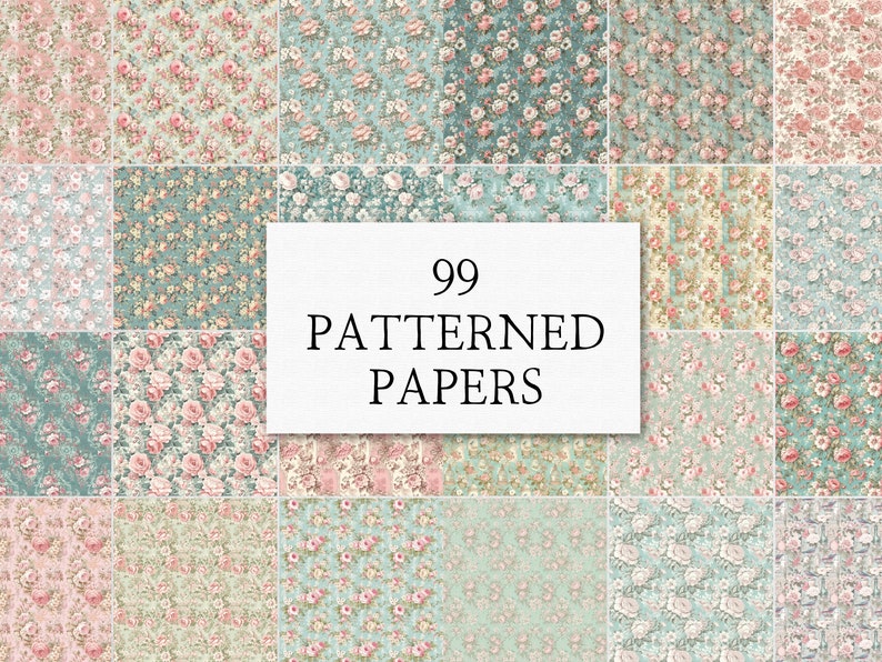 Shabby Chic Digital Paper Mega Bundle Commercial Use Shabby Chic ...
