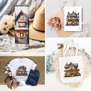 22 Watercolor Christmas House Clipart, Cozy Christmas Clipart ...