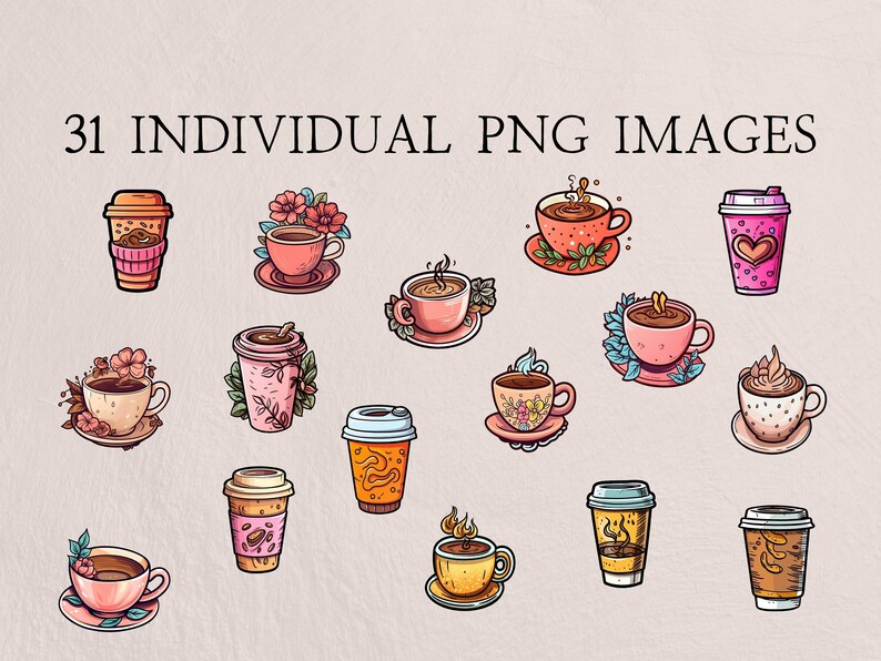 Cute Coffee PNG Clipart | PNG Clipart Stickers Commercial Use | Digital ...