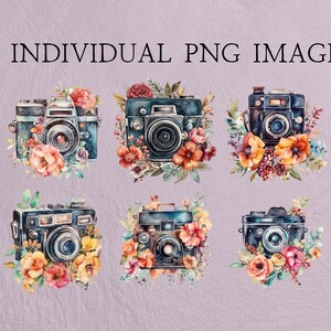 Vintage Camera Florals Clipart | Watercolor Vintage Camera Clipart ...