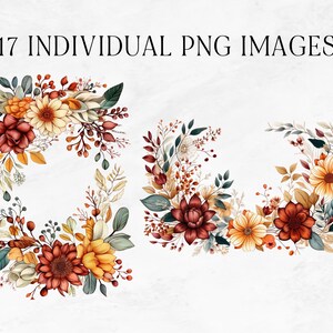 17 Autumn Floral Borders and Frames, Commercial Use Clipart, Fall ...