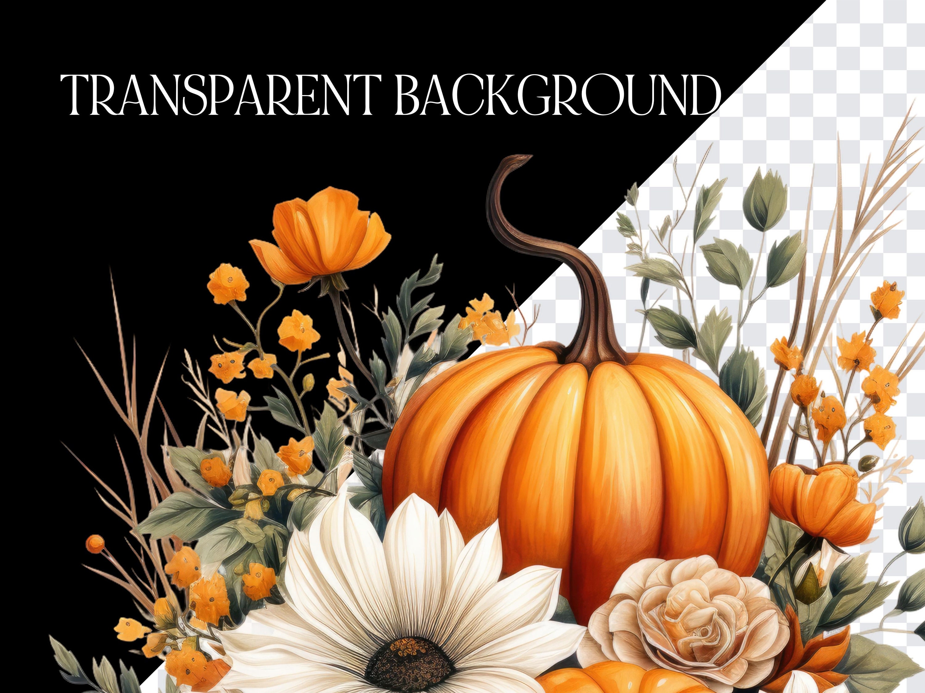 38 Pumpkin Flower Clipart Fall Clipart Autumn Watercolor - Etsy