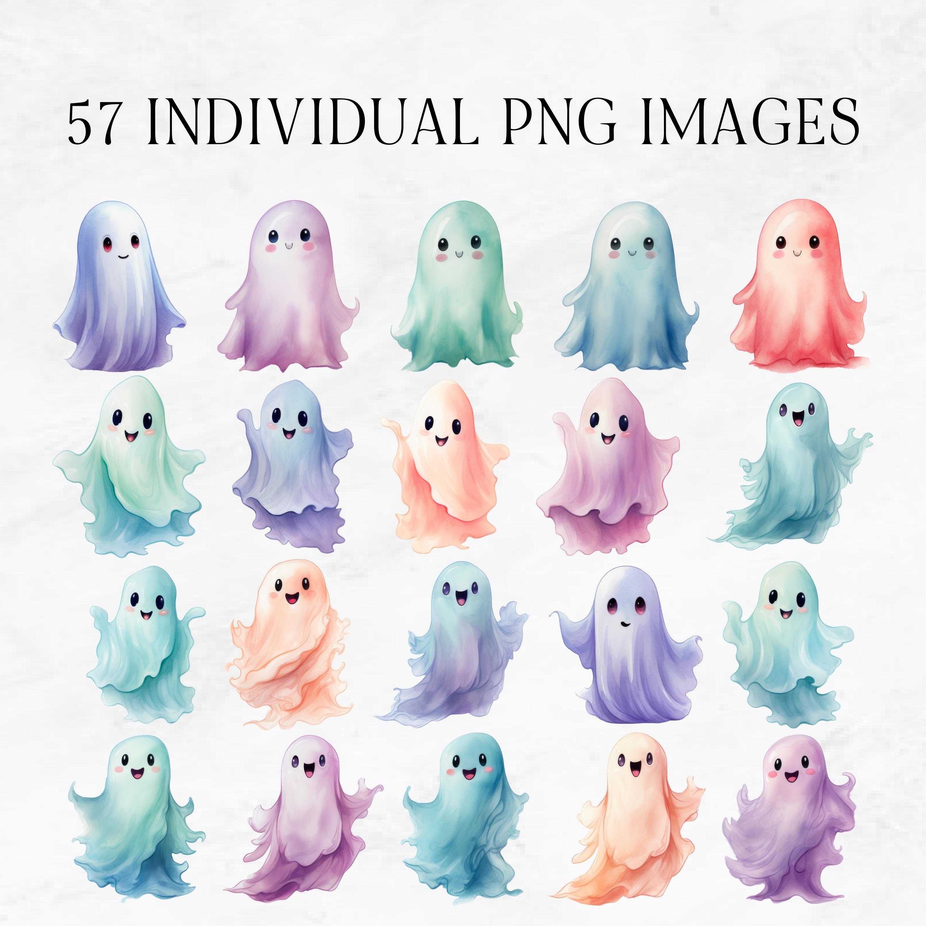 57 Watercolor Pastel Ghost Clipart Cute Halloween Ghost - Etsy