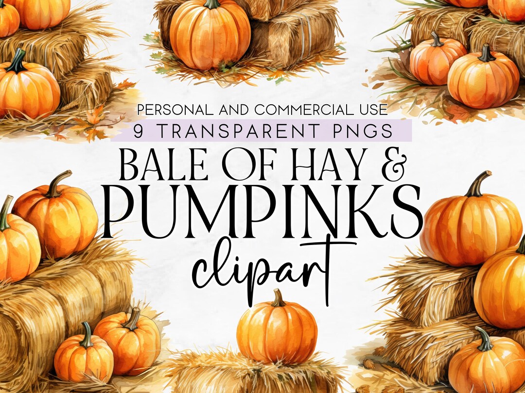 9 Watercolor Clipart Bale Hay, Farm Life Clipart, Autumn Clipart, Fall ...